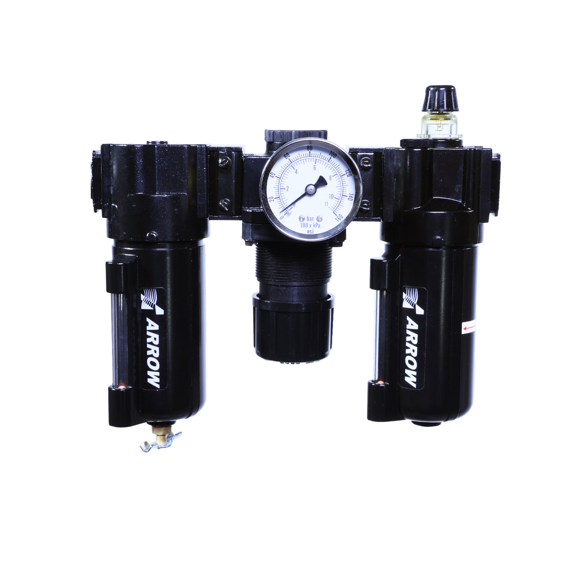 1/2" Modular Filter Regulator Lubricator – 40 Micron Filter, Metal Bow ...